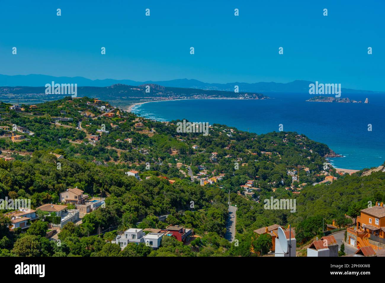 Panorama view of Catalan coastline from Begur castle Stock Photo - Alamy