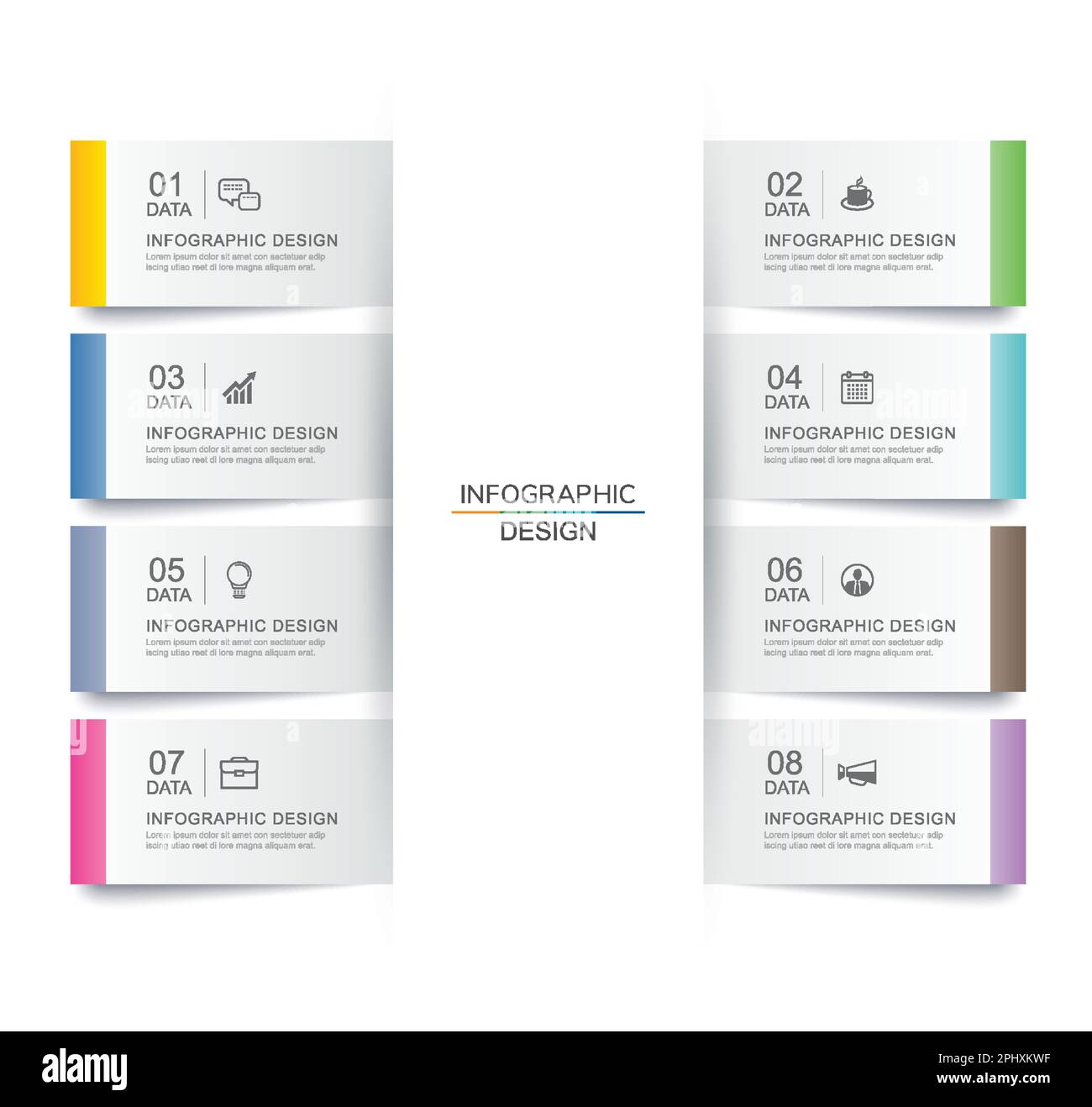 8 data infographics tab paper index template. Vector illustration ...