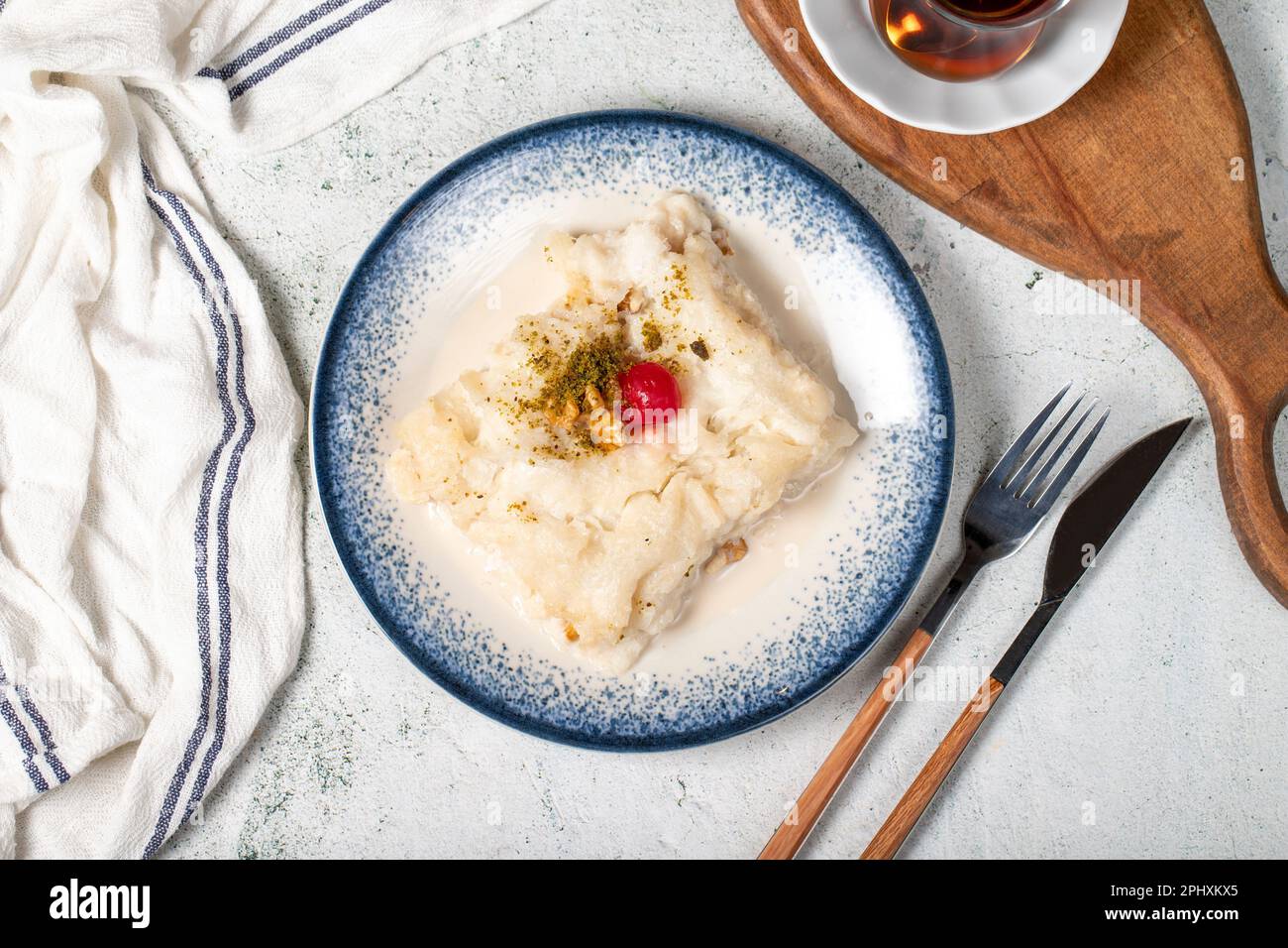 Gullac dessert with walnuts. Ramadan sweets. Traditional Turkish ...