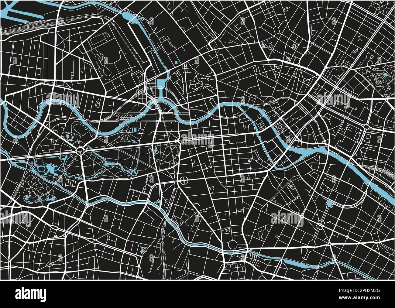 Black and white vector city map of Berlin with well organized separated ...