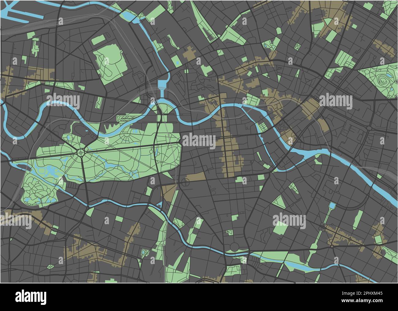 Berlin vector map with dark colors Stock Vector Image & Art - Alamy