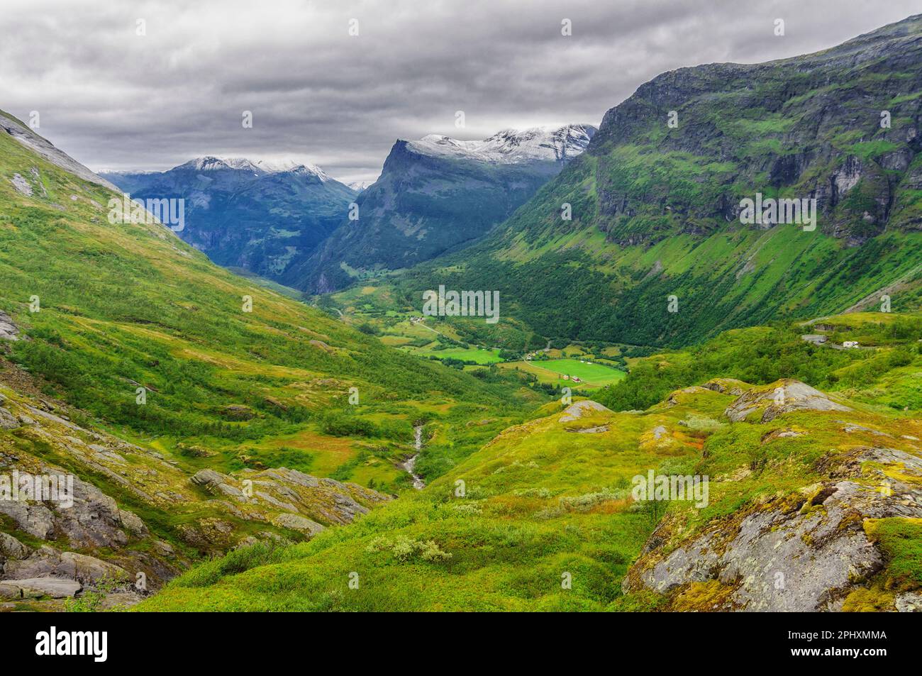 mountain landscape in Norway with green grass Stock Photo - Alamy