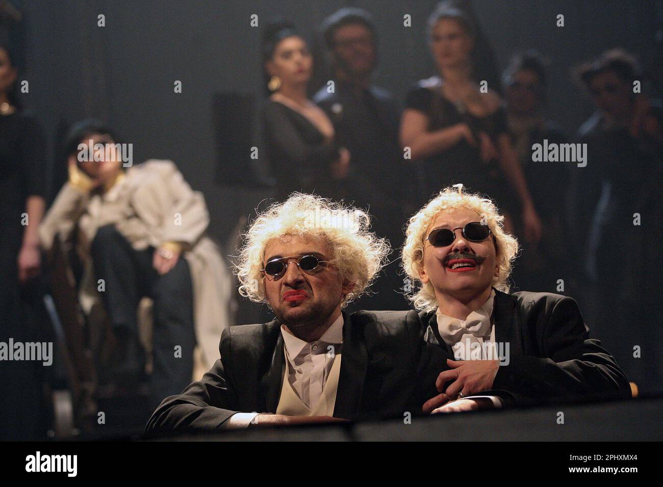 KYIV, UKRAINE - MARCH 29, 2023 - Actors perform on stage during the pre ...