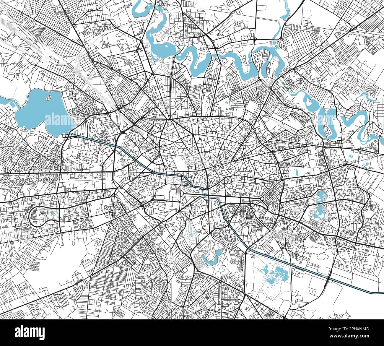 Black and white vector city map of Bucharest with well organized ...