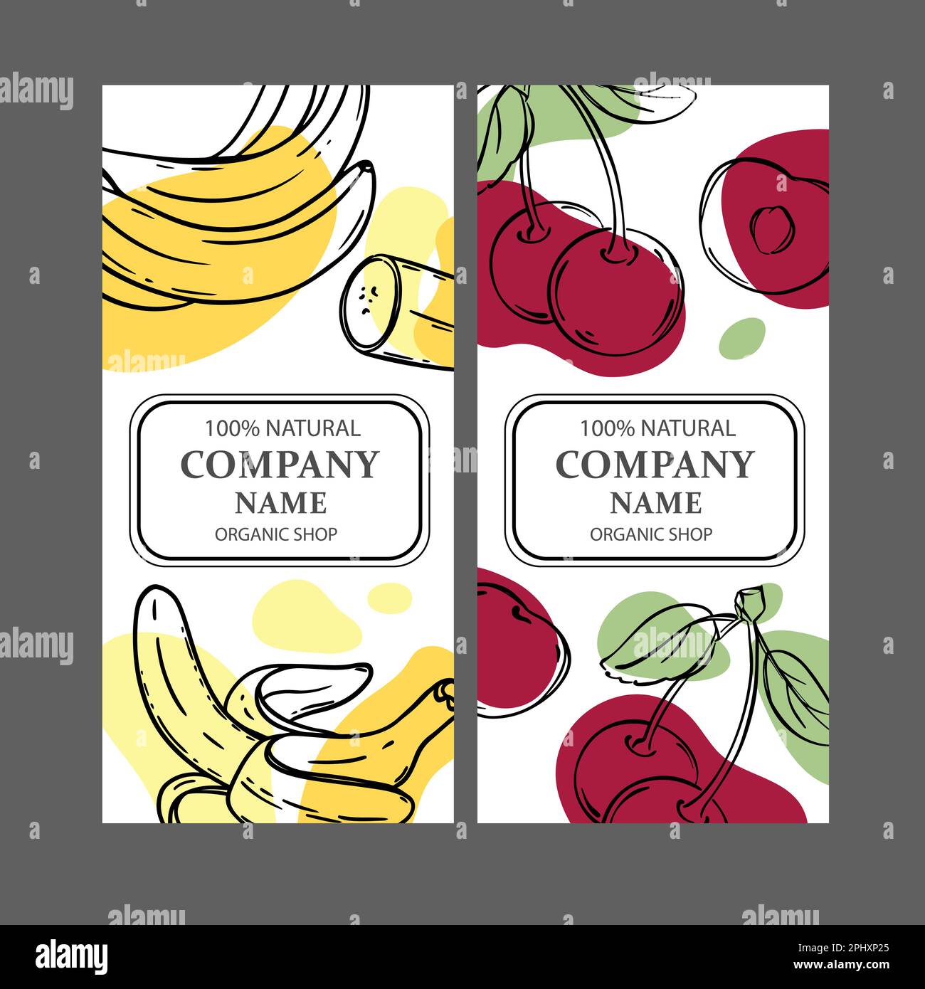 CHERRY AND BANANA Label Templates Design Of Stickers For Shop Of ...