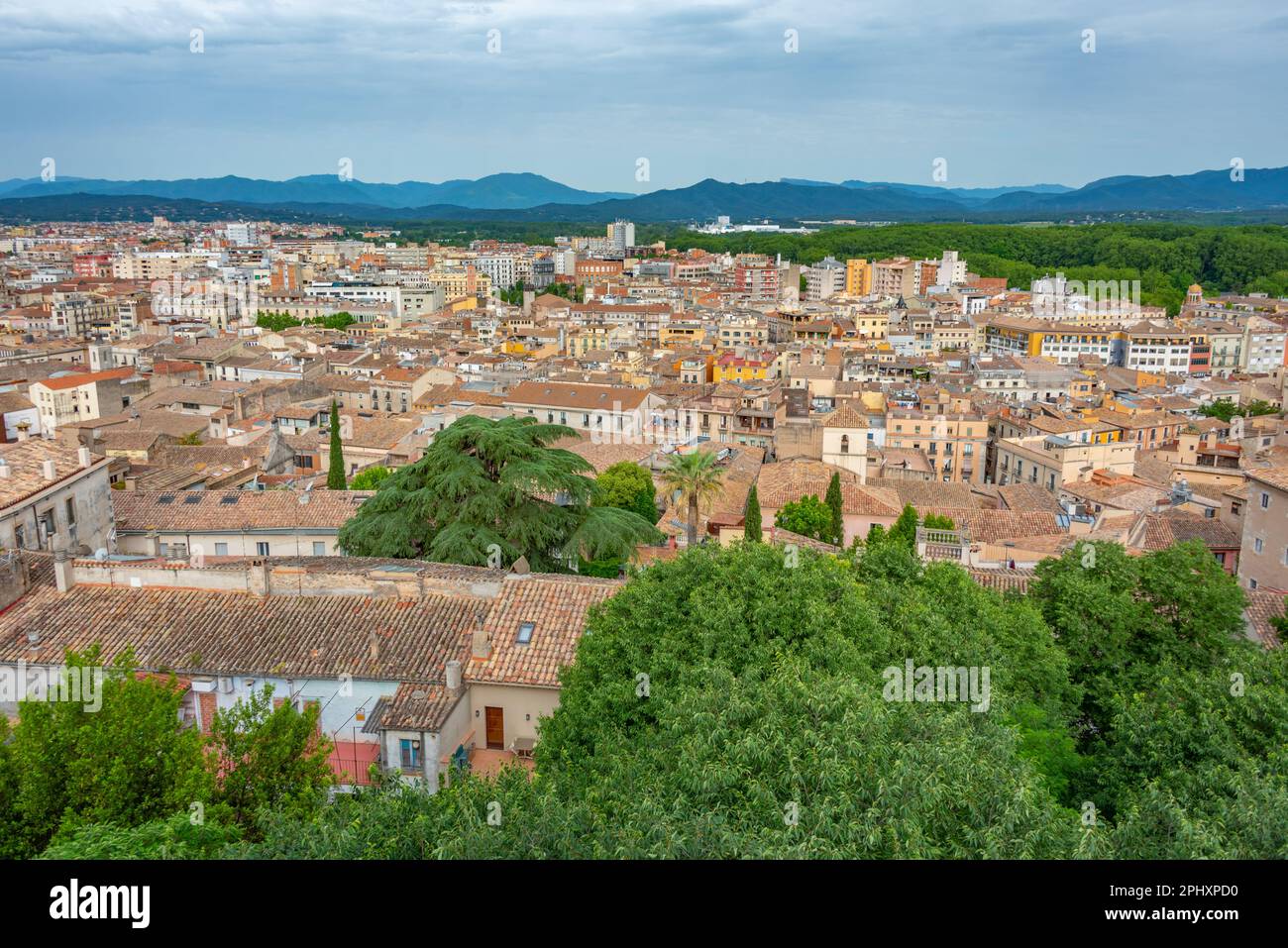 Aerial view of Spanish town Girona Stock Photo - Alamy