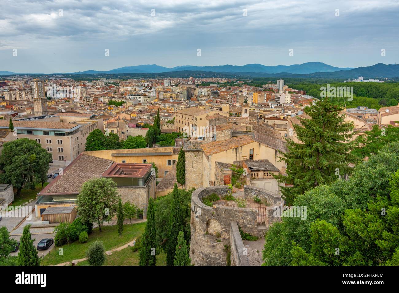 Aerial view of Spanish town Girona Stock Photo - Alamy