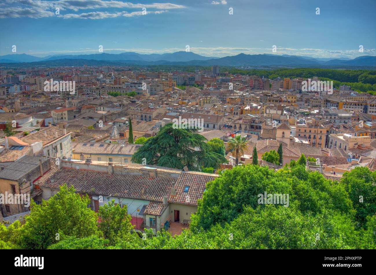 Aerial view of Spanish town Girona Stock Photo - Alamy