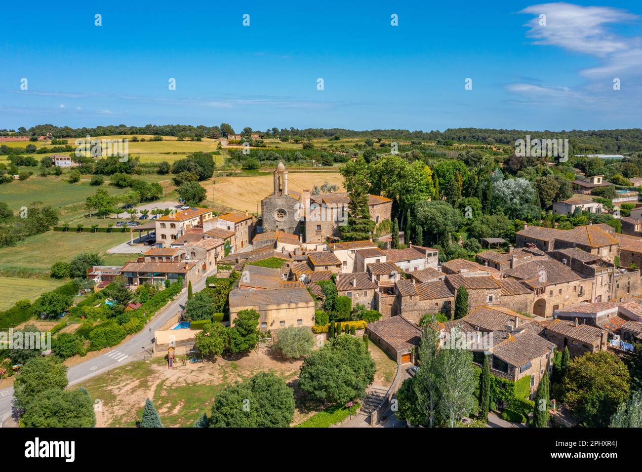 Aerial view of Spanish town Pubol Stock Photo - Alamy