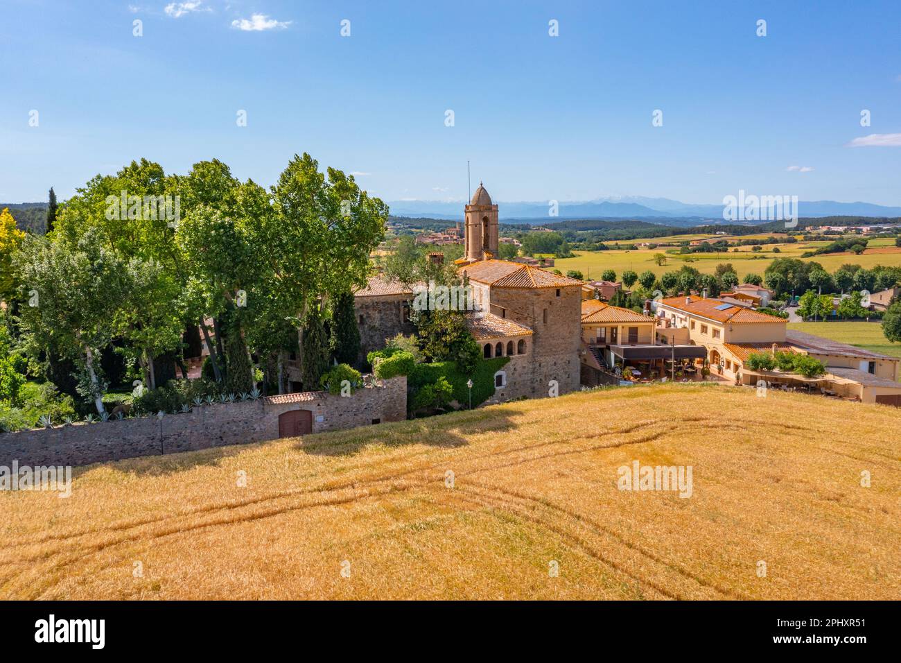 Aerial view of Spanish town Pubol Stock Photo - Alamy