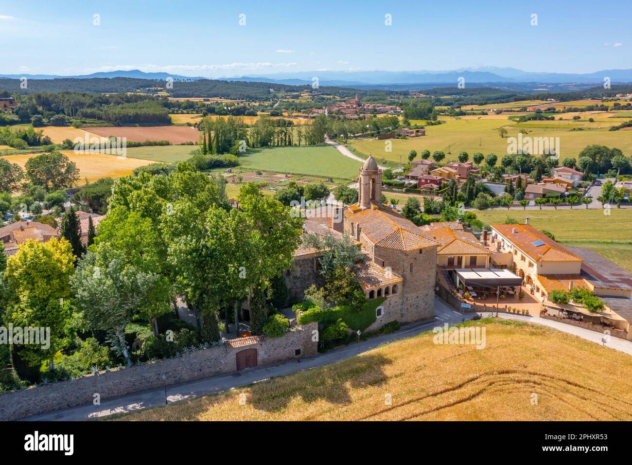 Aerial view of Spanish town Pubol Stock Photo - Alamy