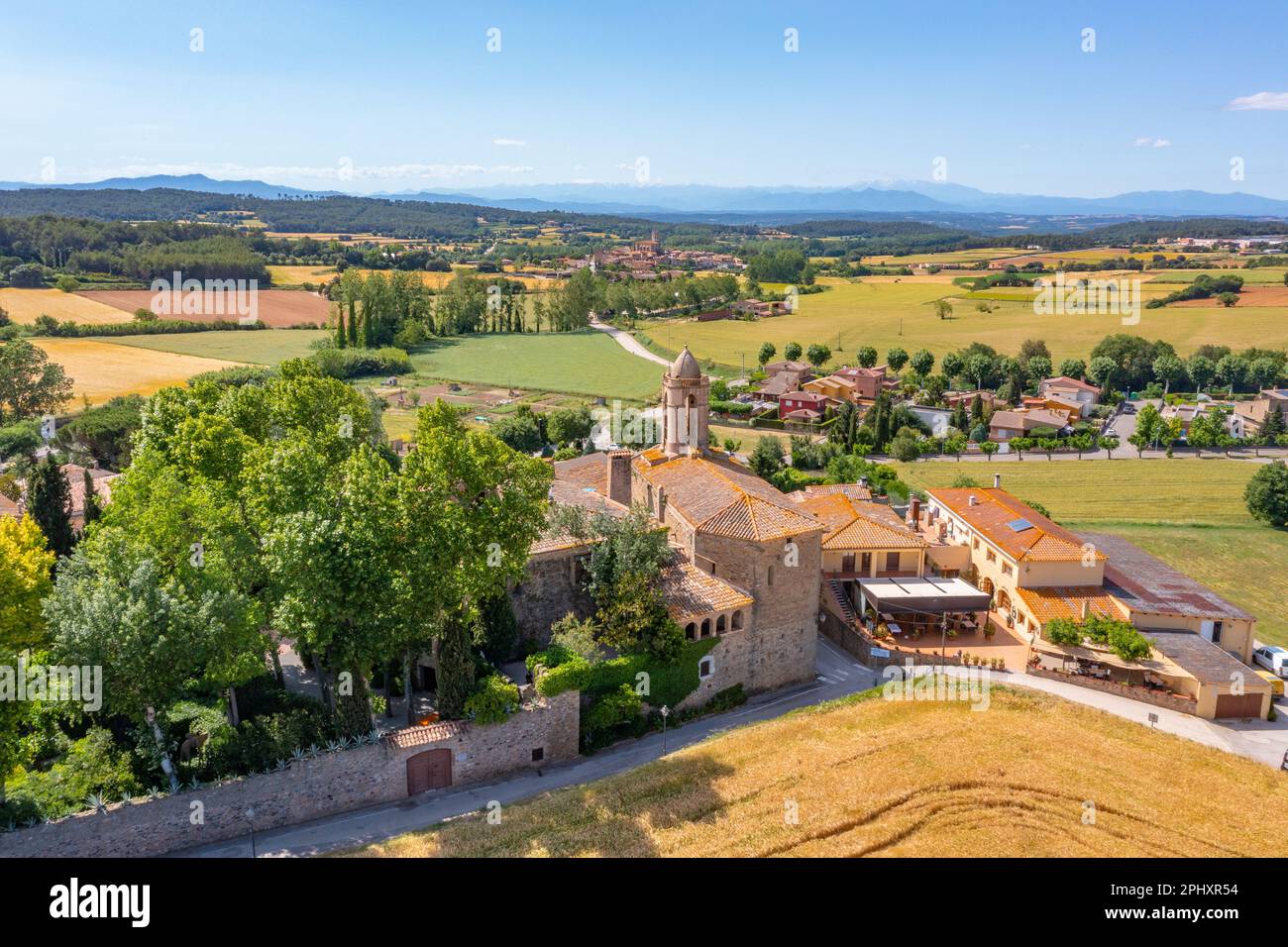 Aerial view of Spanish town Pubol Stock Photo - Alamy