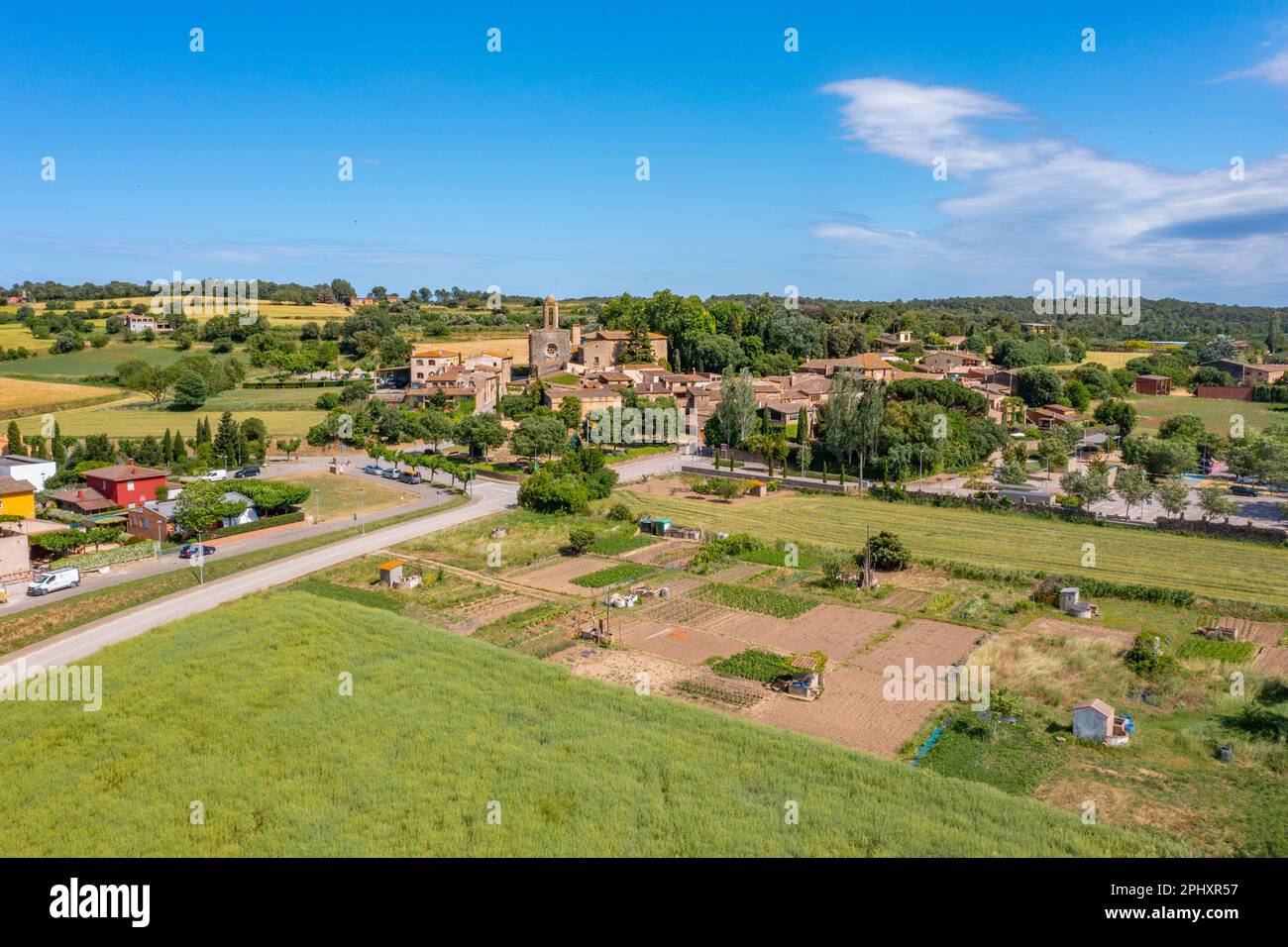 Aerial view of Spanish town Pubol Stock Photo - Alamy