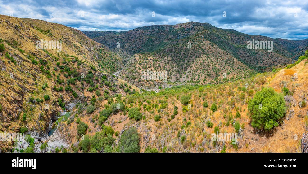 Barren valley surrounding confluence of Huebra and Camaces rivers in ...