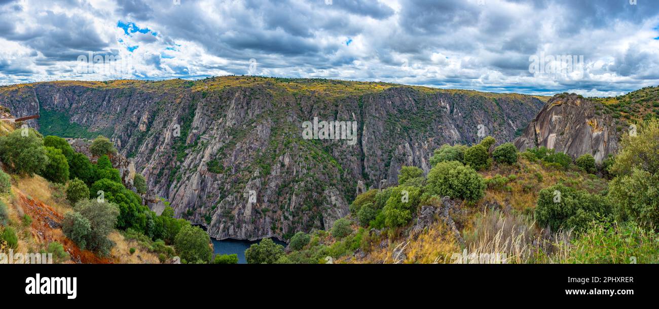 Panorama view of river Douro from Mirador del Fraile viewpoint in Spain ...