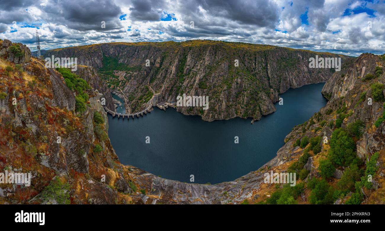 Panorama view of river Douro from Mirador del Fraile viewpoint in Spain ...