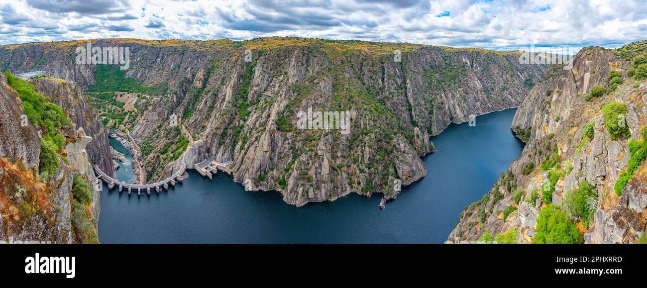 Panorama view of river Douro from Mirador del Fraile viewpoint in Spain ...
