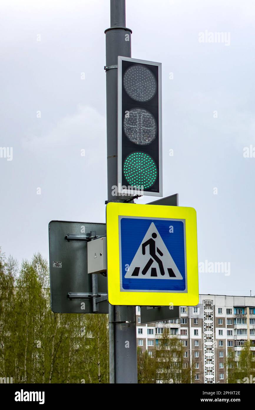 Traffic lights at pedestrian crossing close up Stock Photo - Alamy