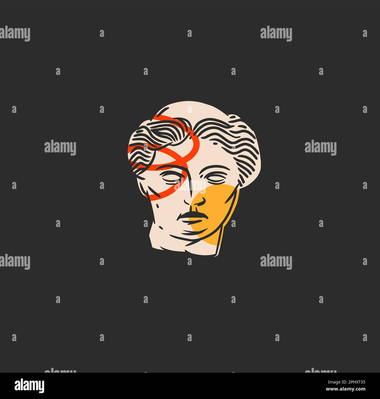 Hand drawn vector abstract outline,graphic,contemporary art greek ...