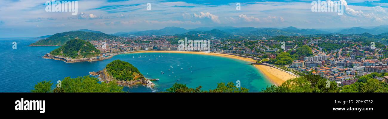 Panorama view of San Sebastian from Monte Igueldo, Spain Stock Photo ...
