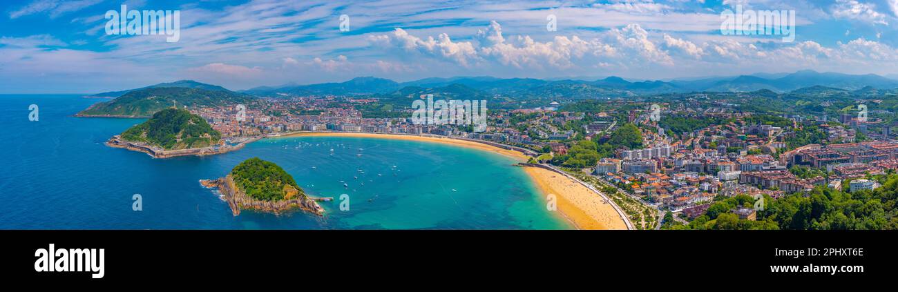 Panorama view of San Sebastian from Monte Igueldo, Spain Stock Photo ...