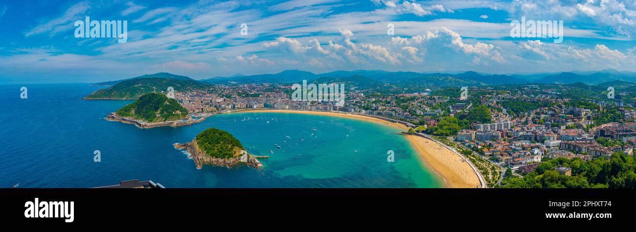 Panorama view of San Sebastian from Monte Igueldo, Spain Stock Photo ...