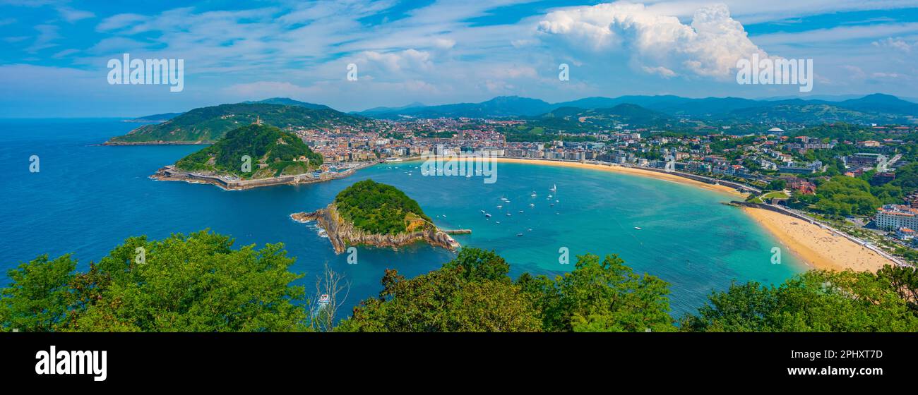 Panorama view of San Sebastian from Monte Igueldo, Spain Stock Photo ...