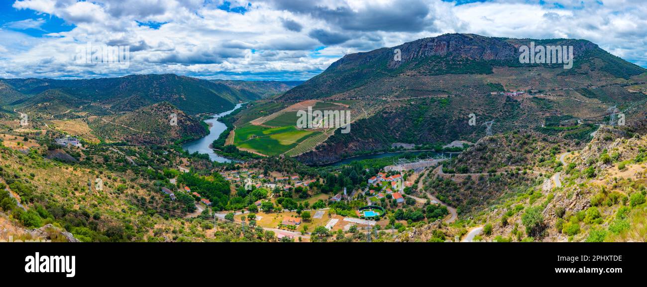 Panorama view of river Douro from Picon del Moro viewpoint in Spain ...