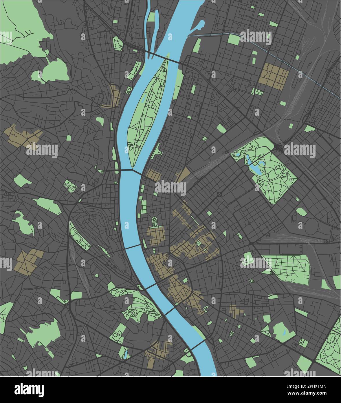 Budapest vector map with dark colors Stock Vector Image & Art - Alamy