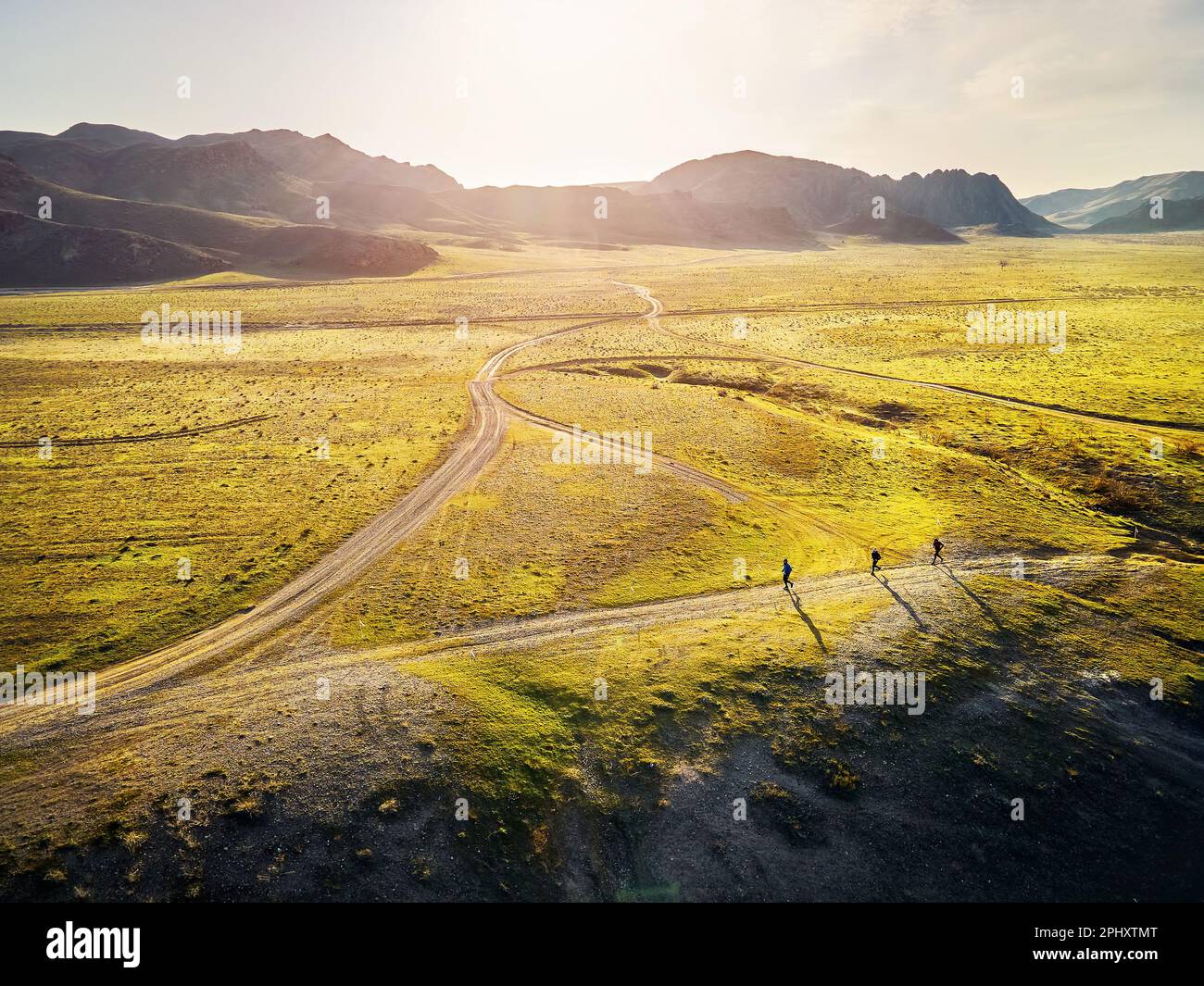Aerial view grassy road hi-res stock photography and images - Alamy