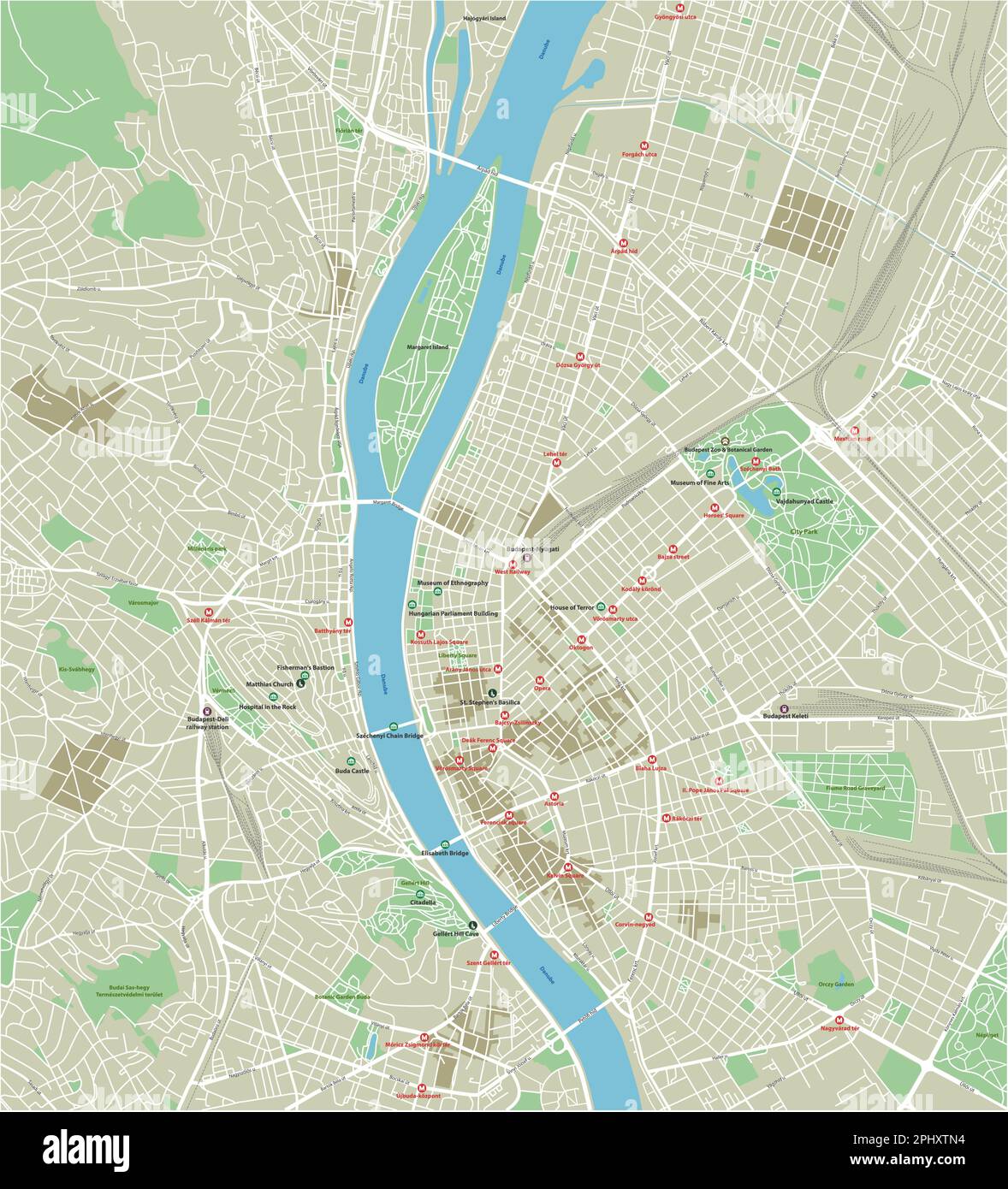 Vector city map of Budapest with well organized separated layers Stock ...