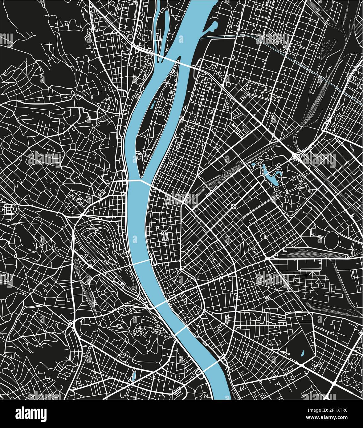 Black and white vector city map of Budapest with well organized separated layers Stock Vector ...