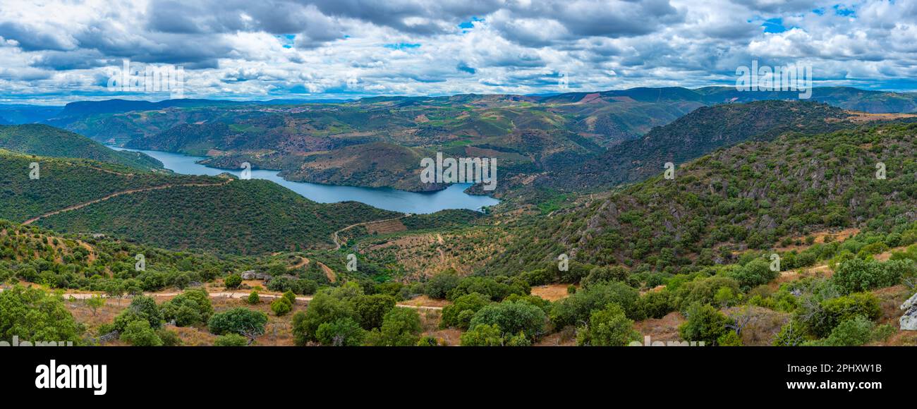 Panorama view of river Douro from Vilvestre village in Spain Stock ...