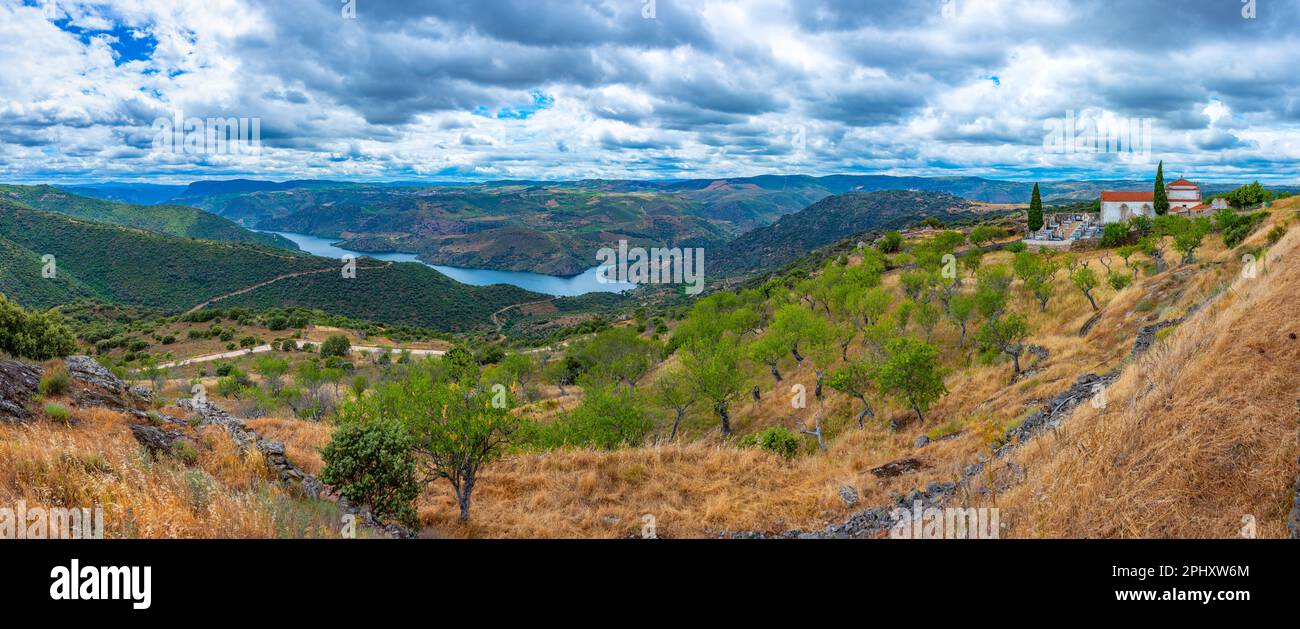 Panorama view of river Douro from Vilvestre village in Spain Stock ...