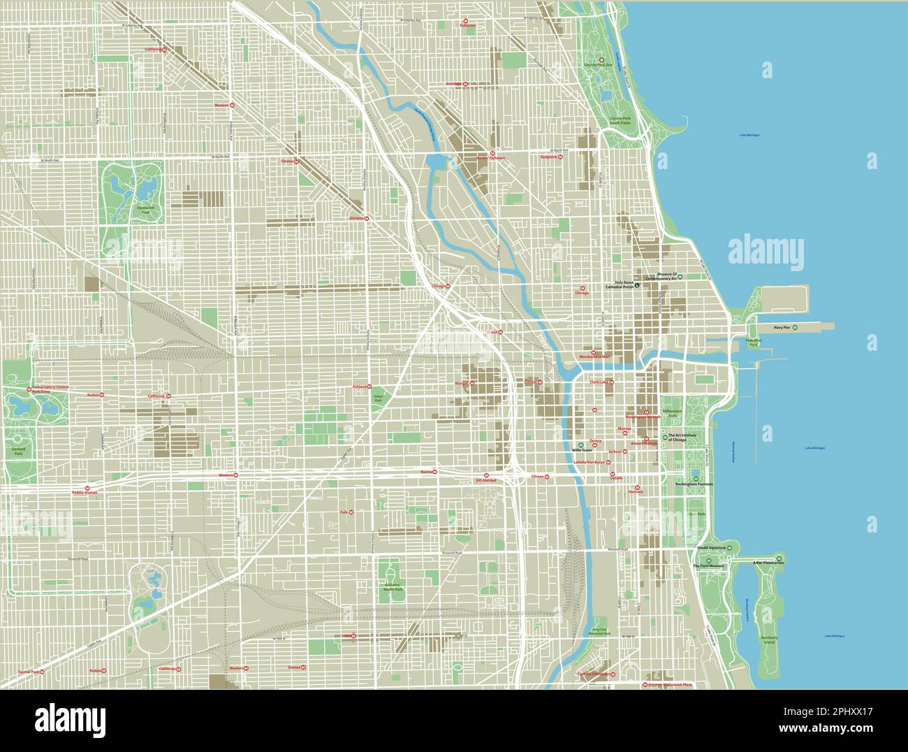 Vector city map of Chicago with well organized separated layers Stock ...