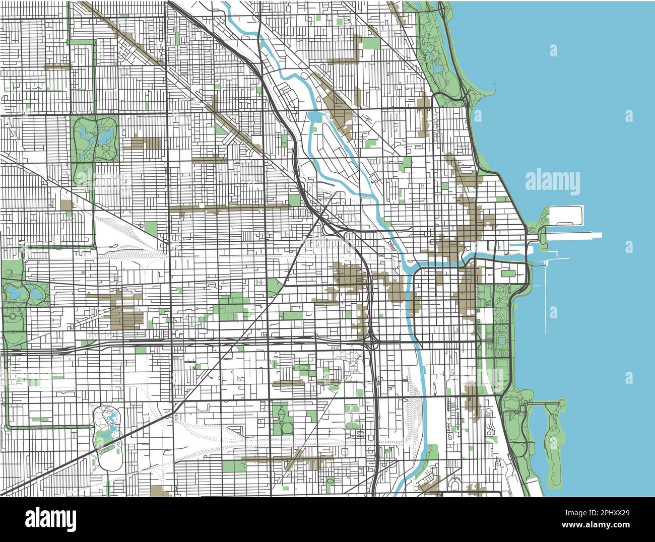 Colorful Chicago vector city map Stock Vector Image & Art - Alamy