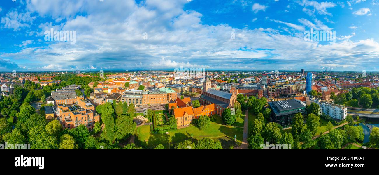 Panorama view of St. Canute's Cathedral in Danish town Odense Stock ...