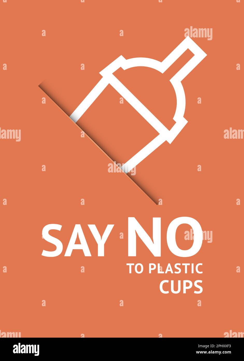 Say no to plastic cup, trendy ecological posters set for print, vector ...