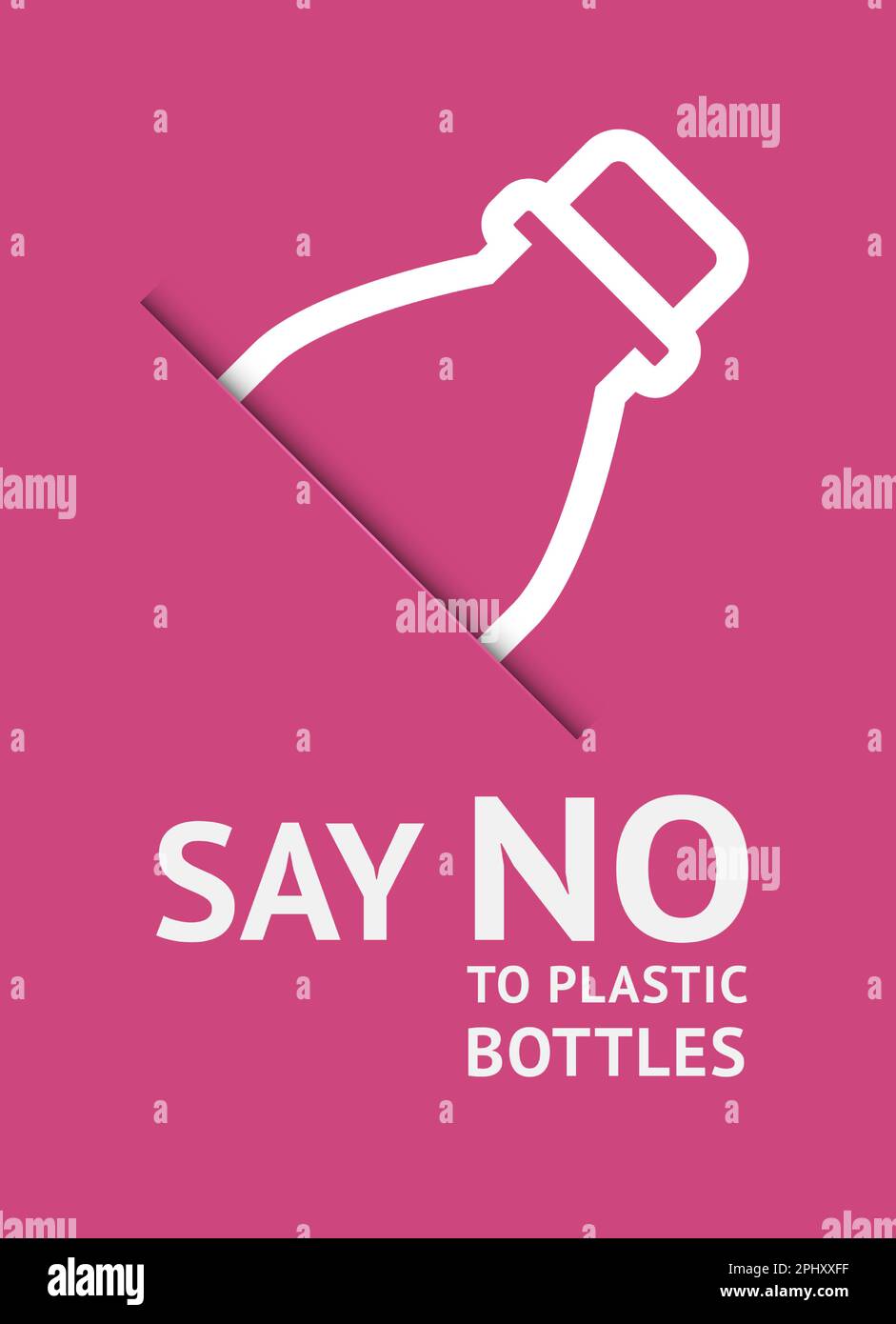 Say no to plastic bottle, trendy ecological posters set for print ...