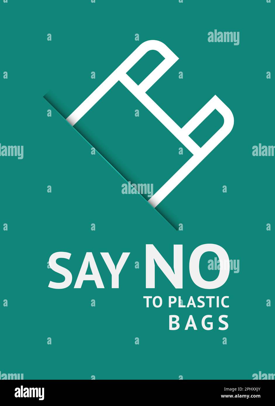 Say no to plastic bag, trendy ecological posters set for print, vector ...
