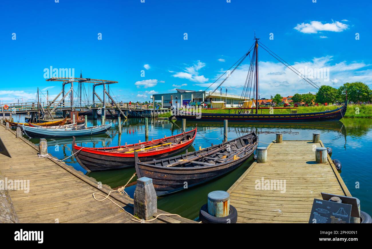 Reconstructed viking ships at the port of Roskilde, Denmark Stock Photo ...