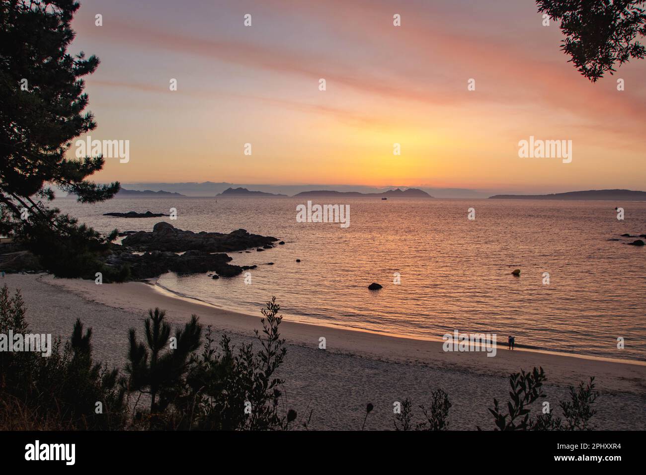 Sunset on Samil beach, Vigo, Galicia, Spain Stock Photo - Alamy