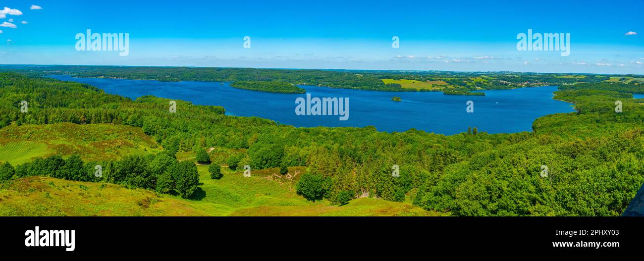 Panorama view of Denmark from Himmelbjerget viewpoint Stock Photo - Alamy