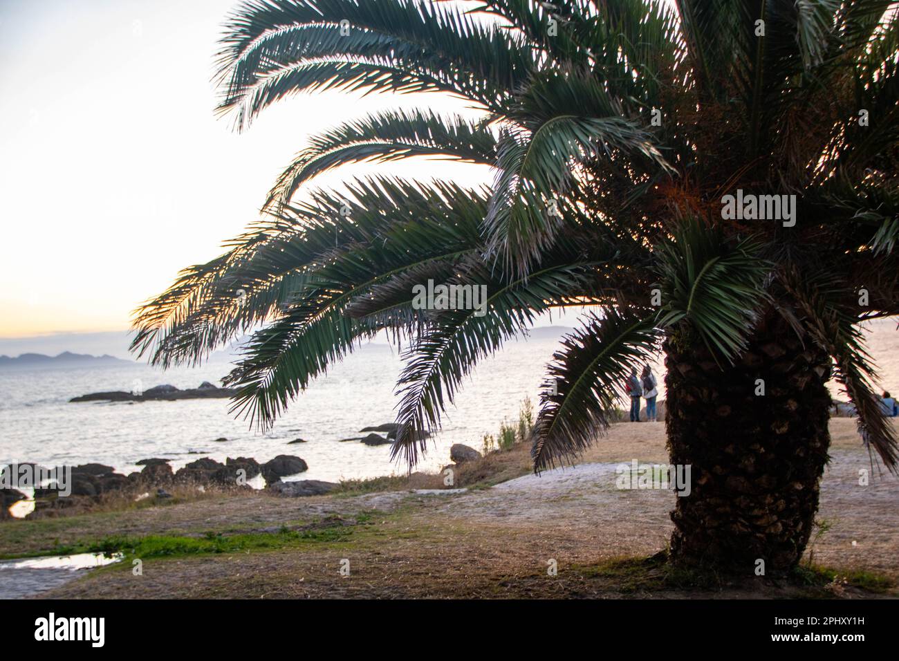 Sunset on Samil beach, Vigo, Galicia, Spain Stock Photo - Alamy