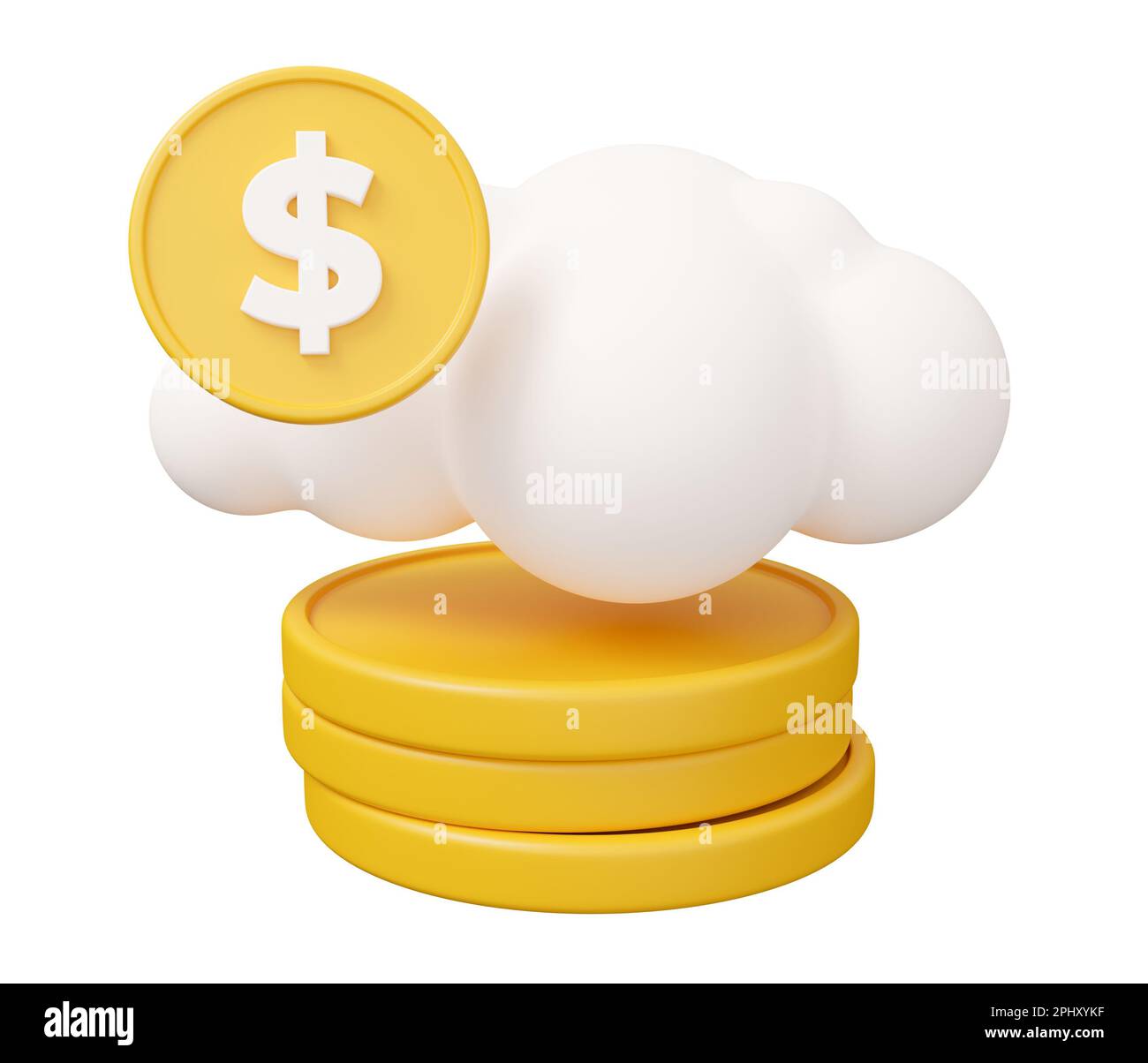 cloud coin money 3d illustration. Minimal 3d render illustration ...