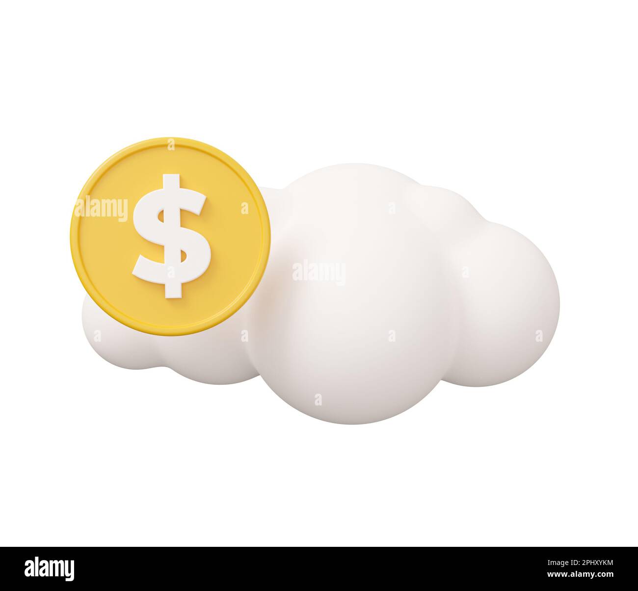cloud coin money 3d illustration. Minimal 3d render illustration ...