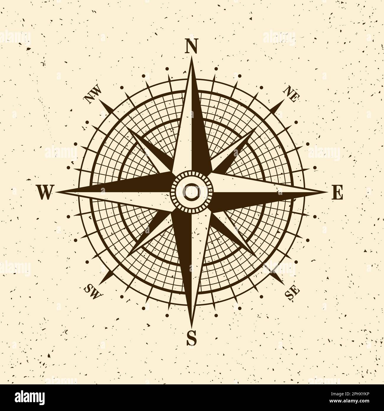 Vintage marine wind rose, nautical chart. Monochrome navigational ...