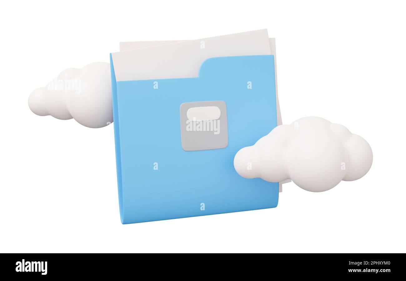 document folder cloud 3d illustration. Minimal 3d render illustration ...