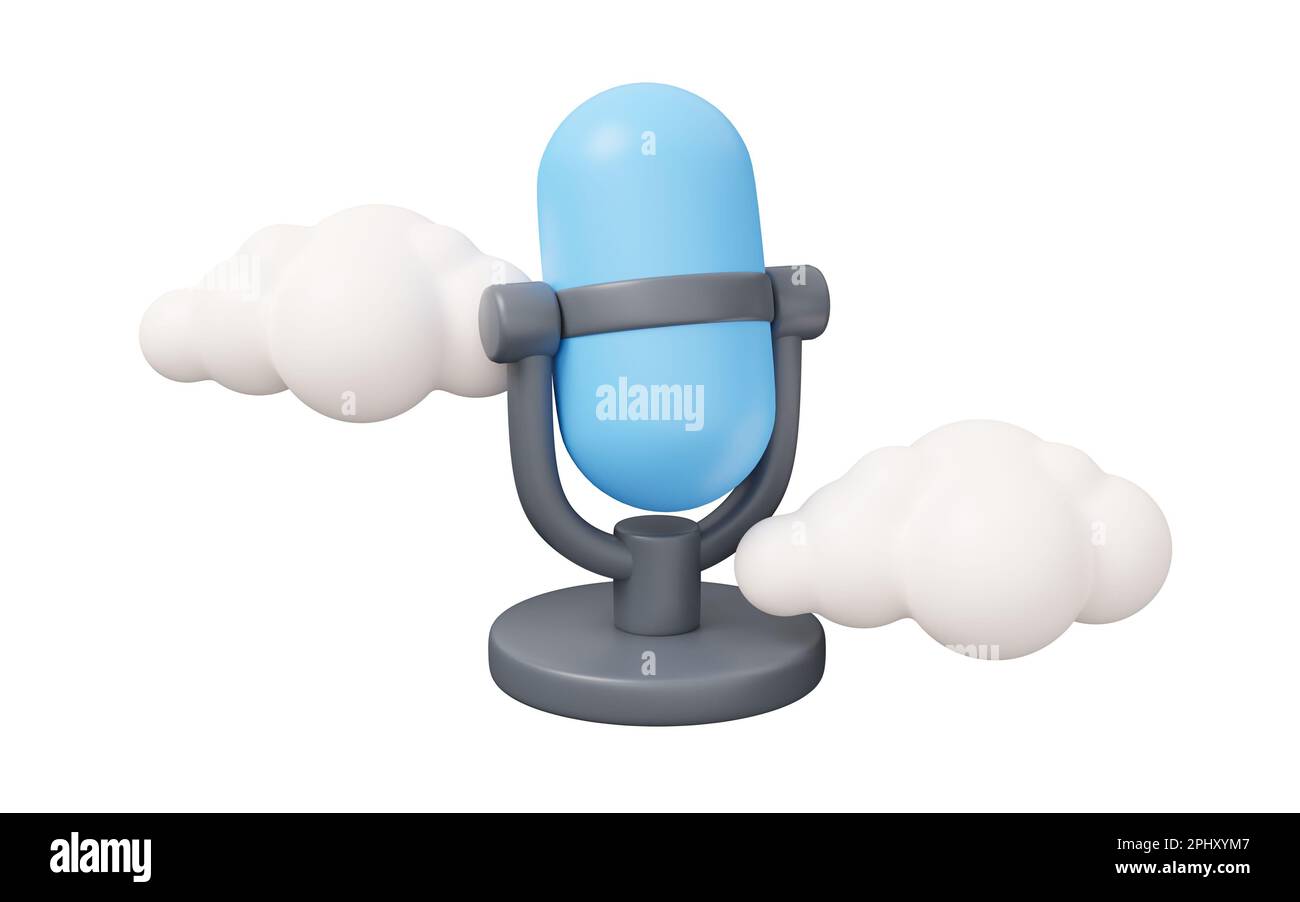 podcast microphone cloud 3d illustration. Minimal 3d render ...