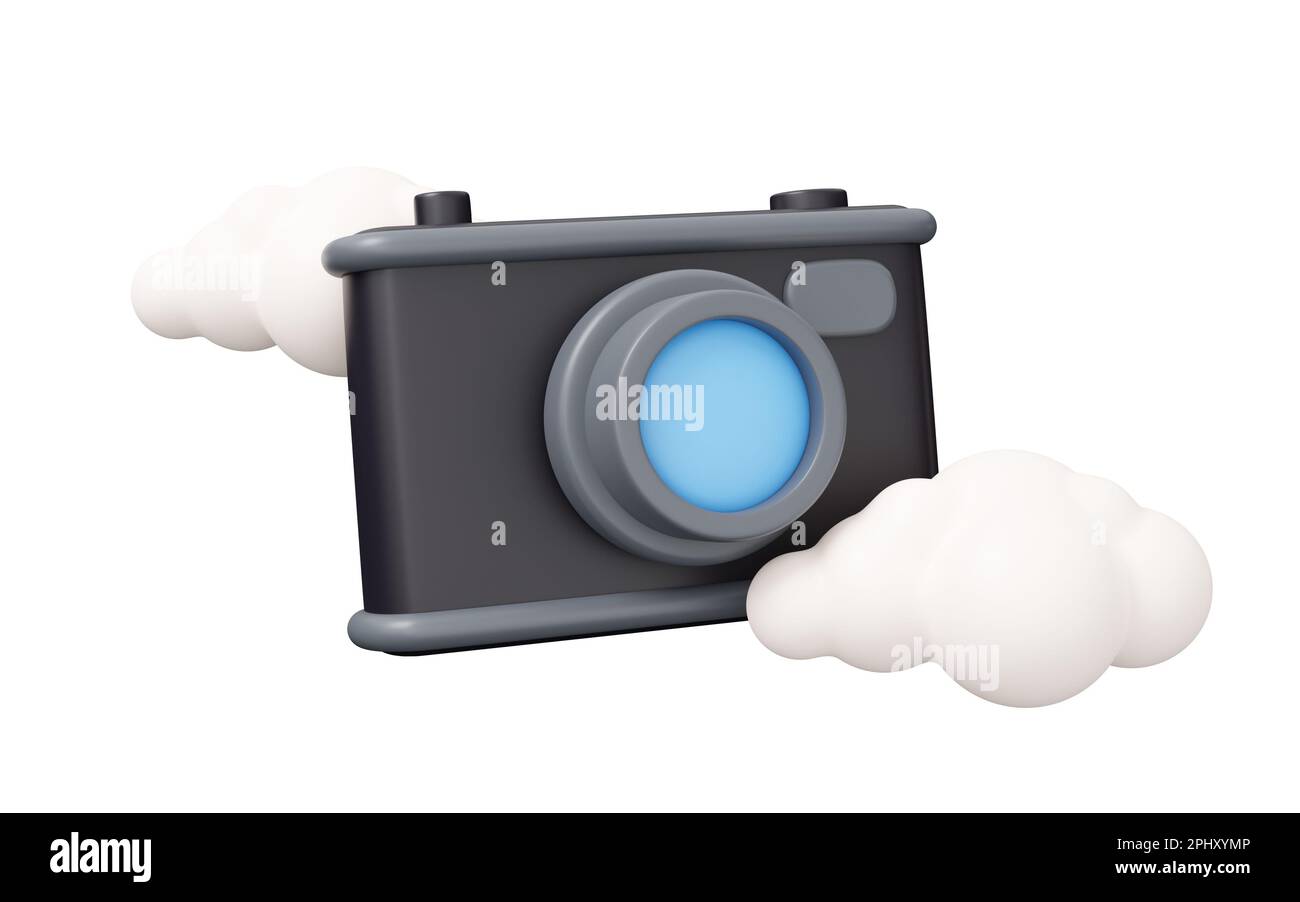 photo camera cloud 3d render. Minimal 3d render illustration isolated ...